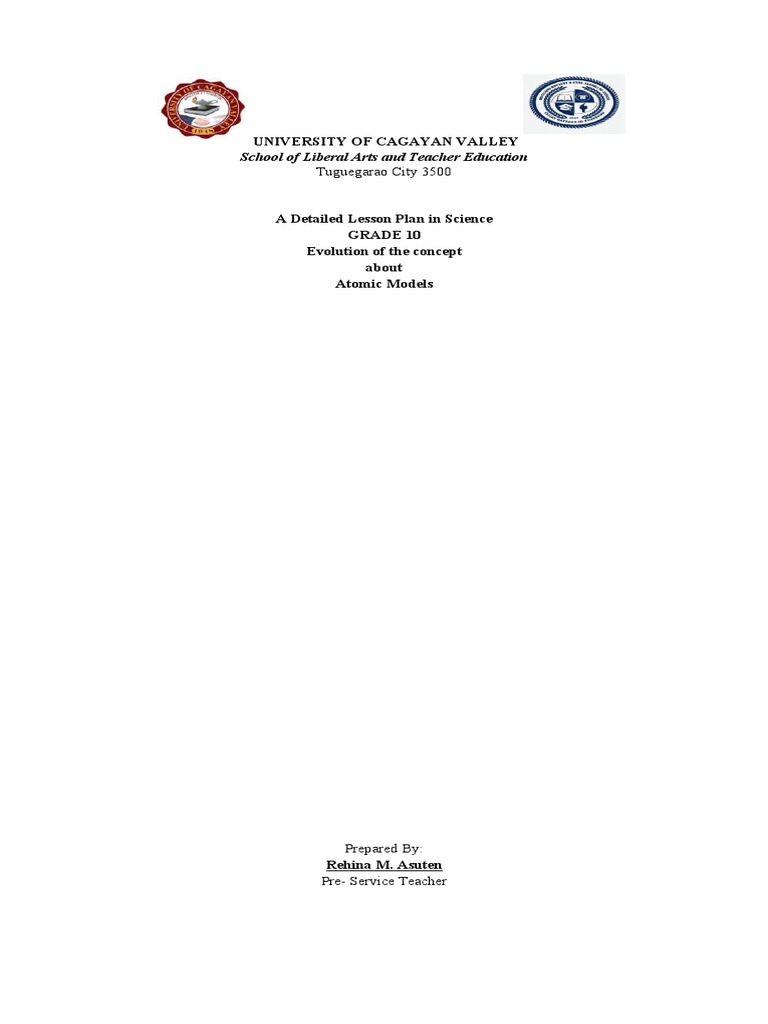 Detailed Lesson Plan in Atomic Models | PDF | Atomic Orbital | Atomic ...