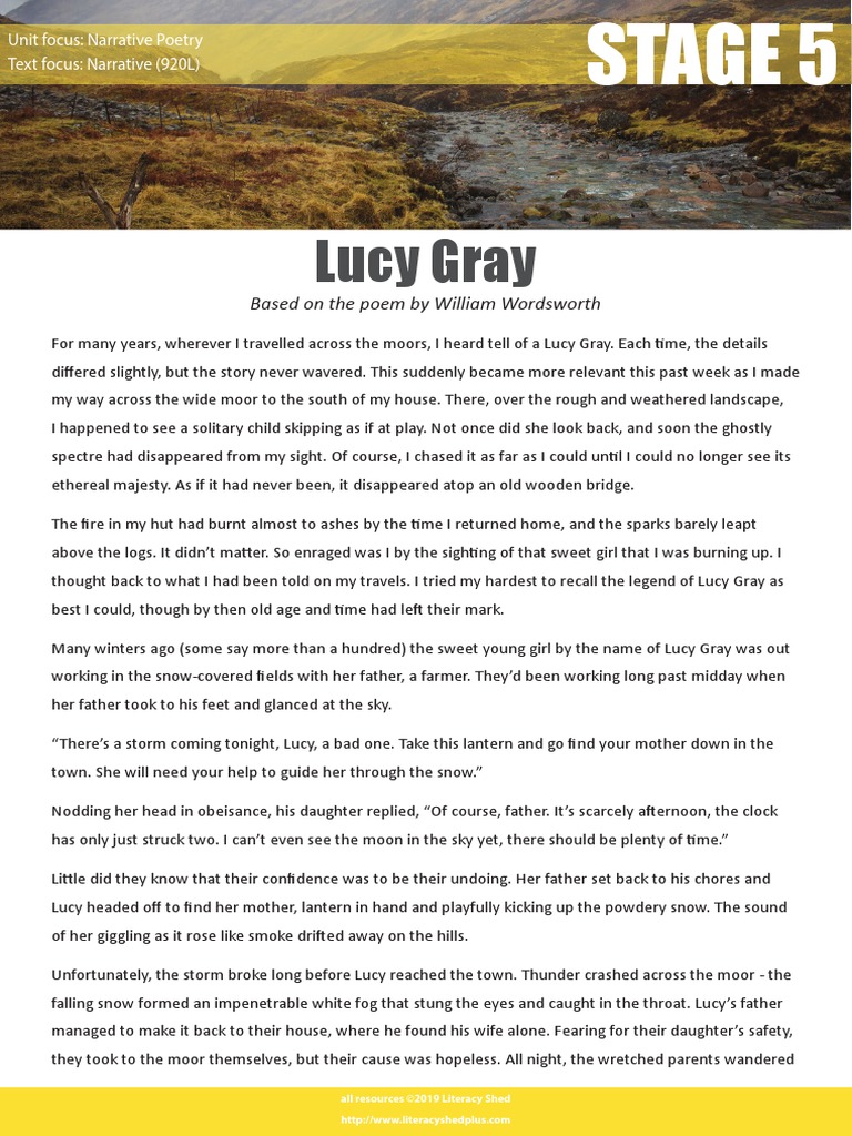 Lucy Gray Stage 5 Comp Comprehension Pack | PDF