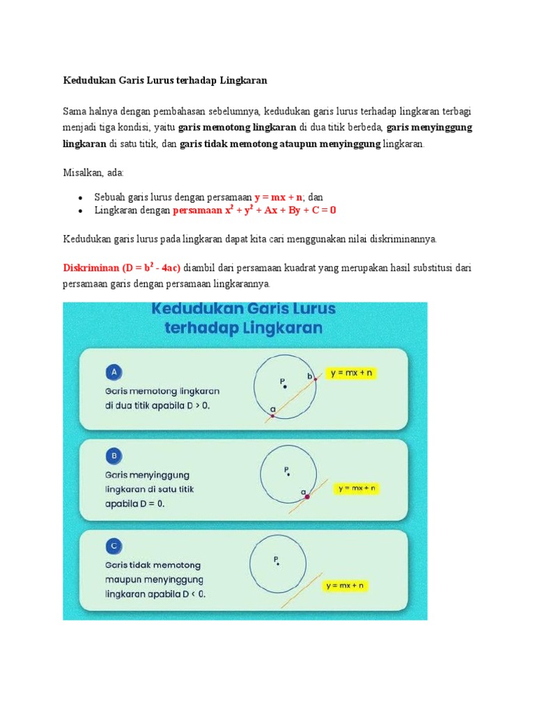 Kedudukan Garis Lurus pada Lingkaran | PDF | Metode & Bahan Ajar