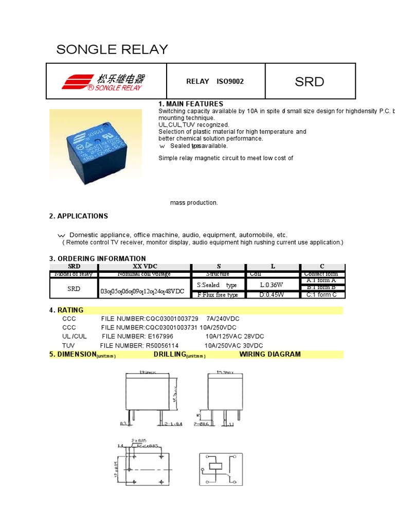 5V Relay Datasheet PDF Dikonversi | PDF | Relay | Inductor