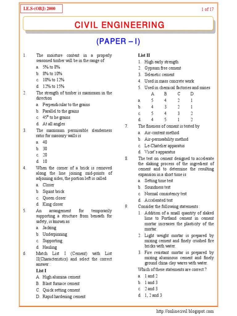 Civil Engineering Exam Questions 2000 | PDF | Truss | Mortar (Masonry)