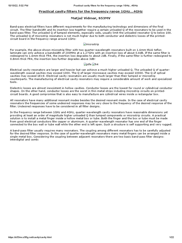 RF Cavity Filters: Design & Insights | PDF | Electronic Filter | Filter ...