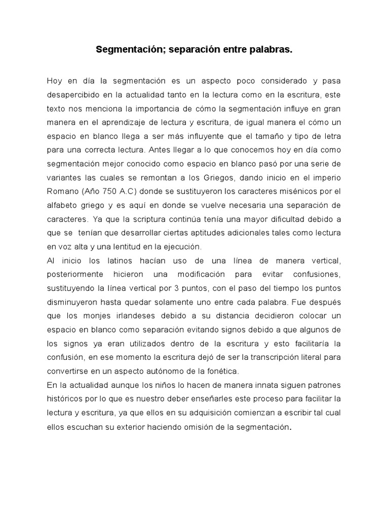 Segmentación de Palabras | PDF