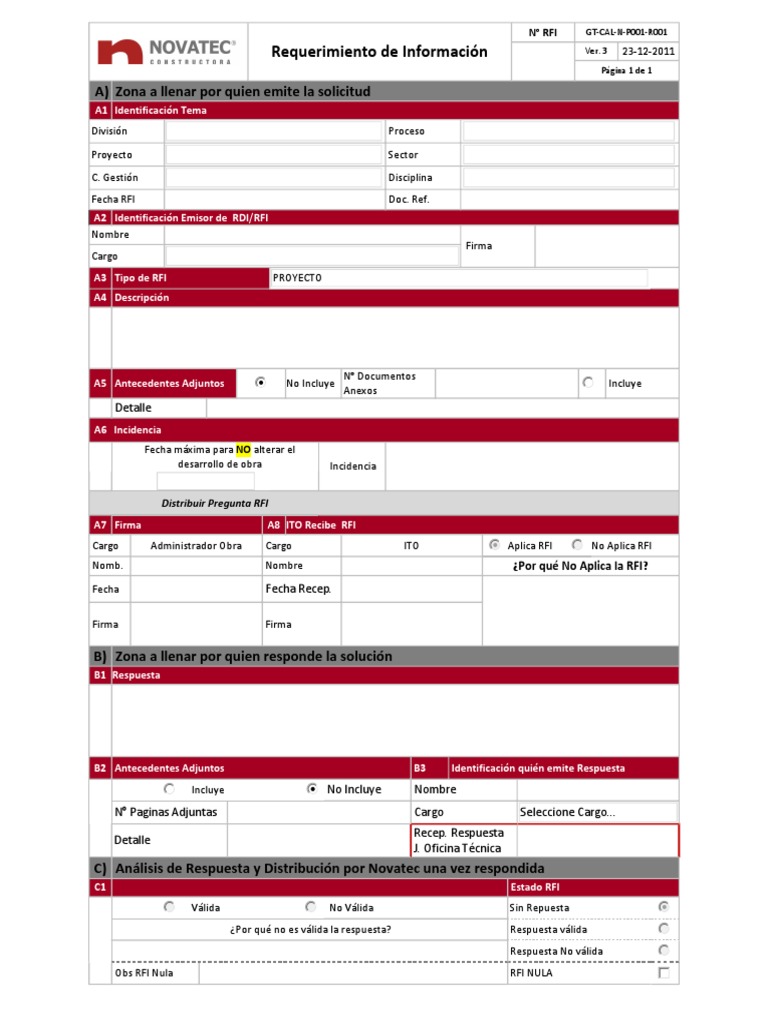 Formulario RFI | PDF