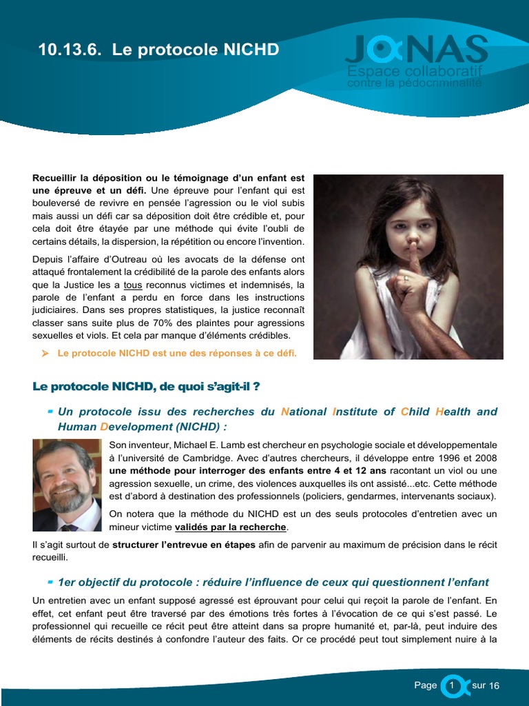 Protocole NICHD : Entretien avec enfants | PDF | Mémoire | Viol