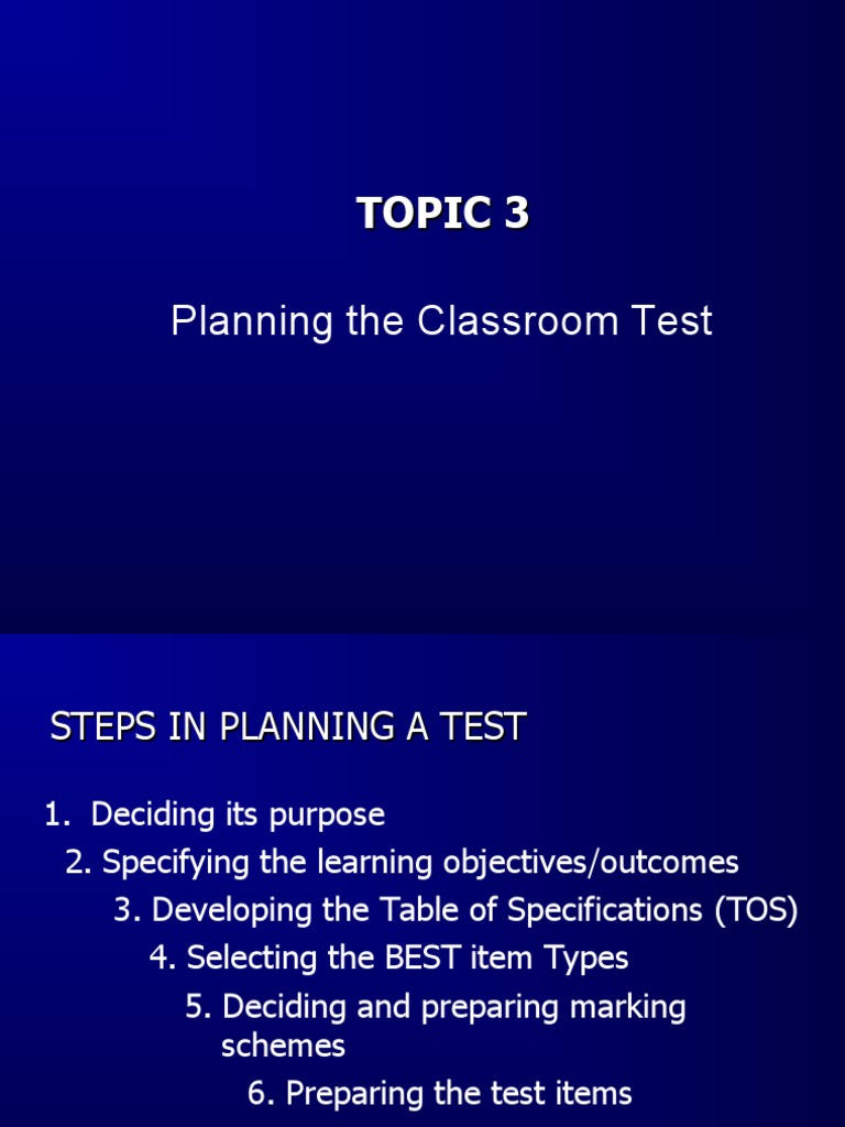 Planning The Classroom Test | PDF | Test (Assessment) | Multiple Choice