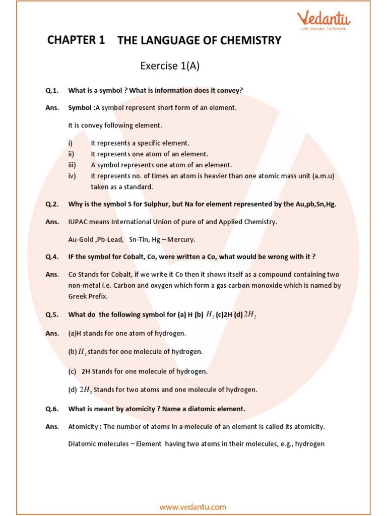 Selina Concise Chemistry Class 9 ICSE Solutions For Chapter 1 - Language of Chemistry | PDF ...