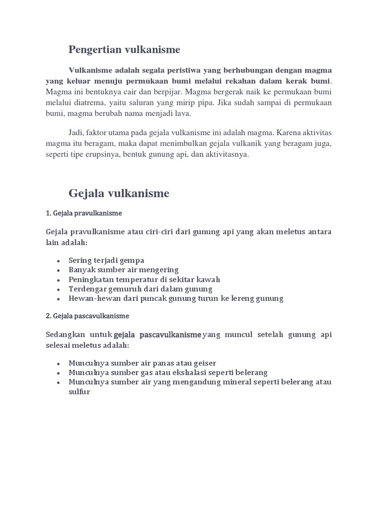 Pengertian dan Gejala Vulkanisme | PDF