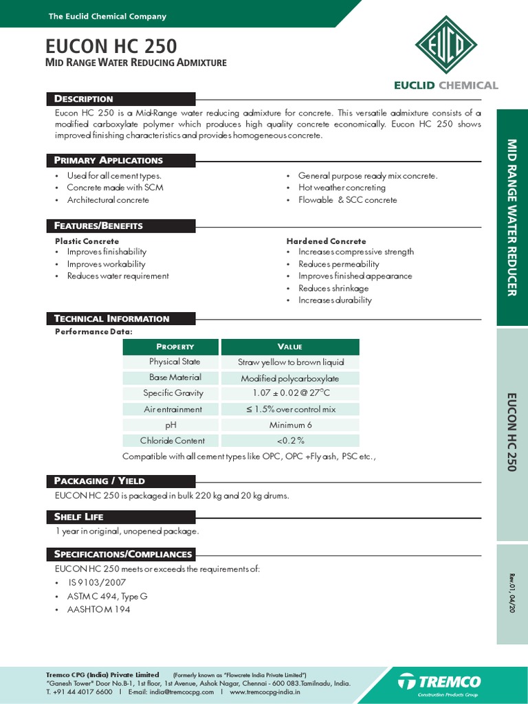 Eucon HC 250 | PDF | Concrete | Building Engineering