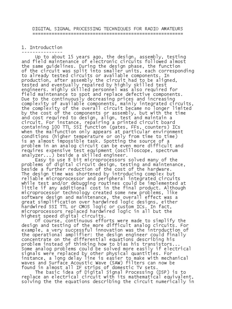 Dsp Techniques For Radio Amateurs Download Free Pdf Digital Signal Processing Filter 