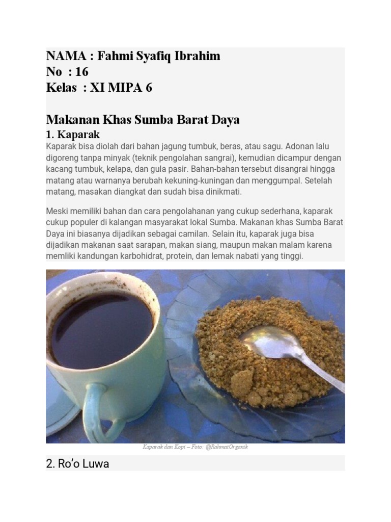 Aneka Makanan Khas Daerah Nusa Tenggara | PDF