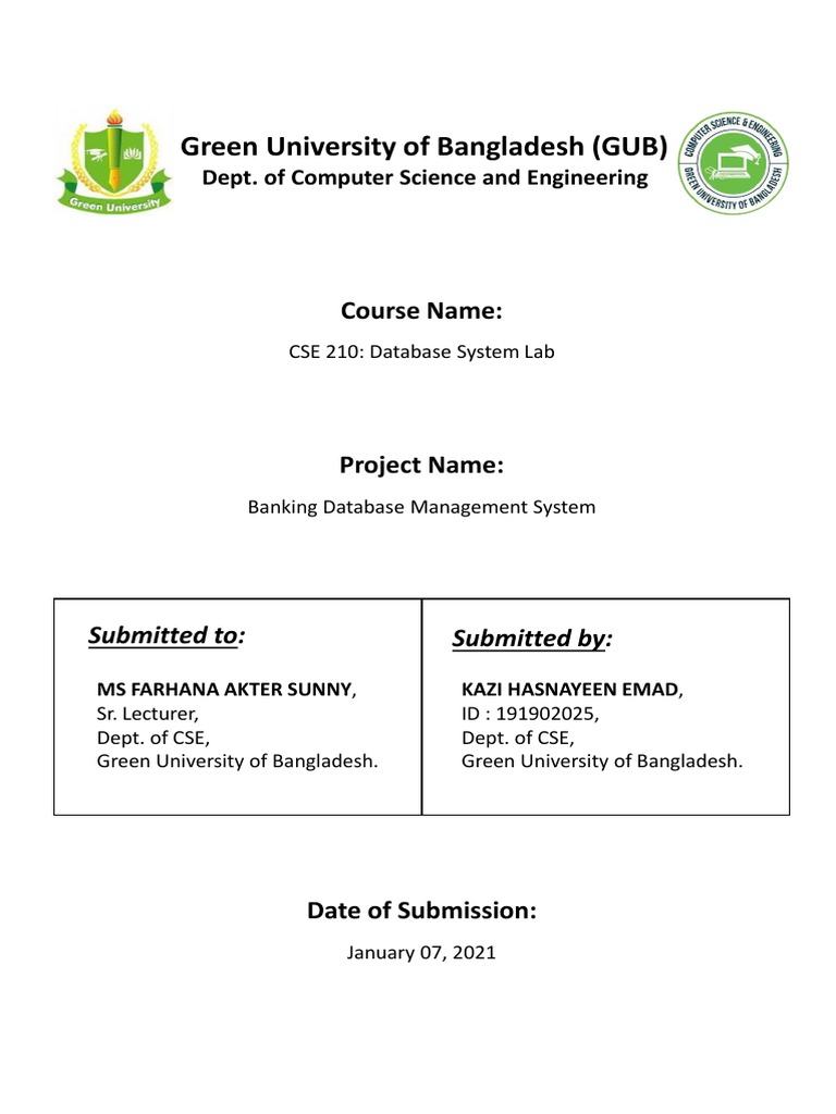 Banking Database Management System by Kazi Emad | PDF | Databases | Software Engineering