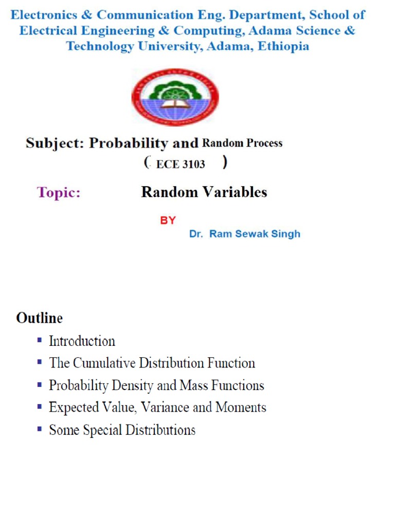 CHAPTER 03-Random Variable | PDF | Probability Distribution | Probability Density Function