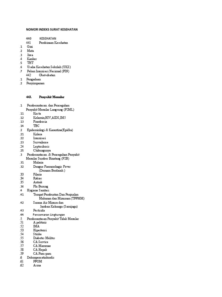 Nomor Indeks Surat Kesehatan | PDF