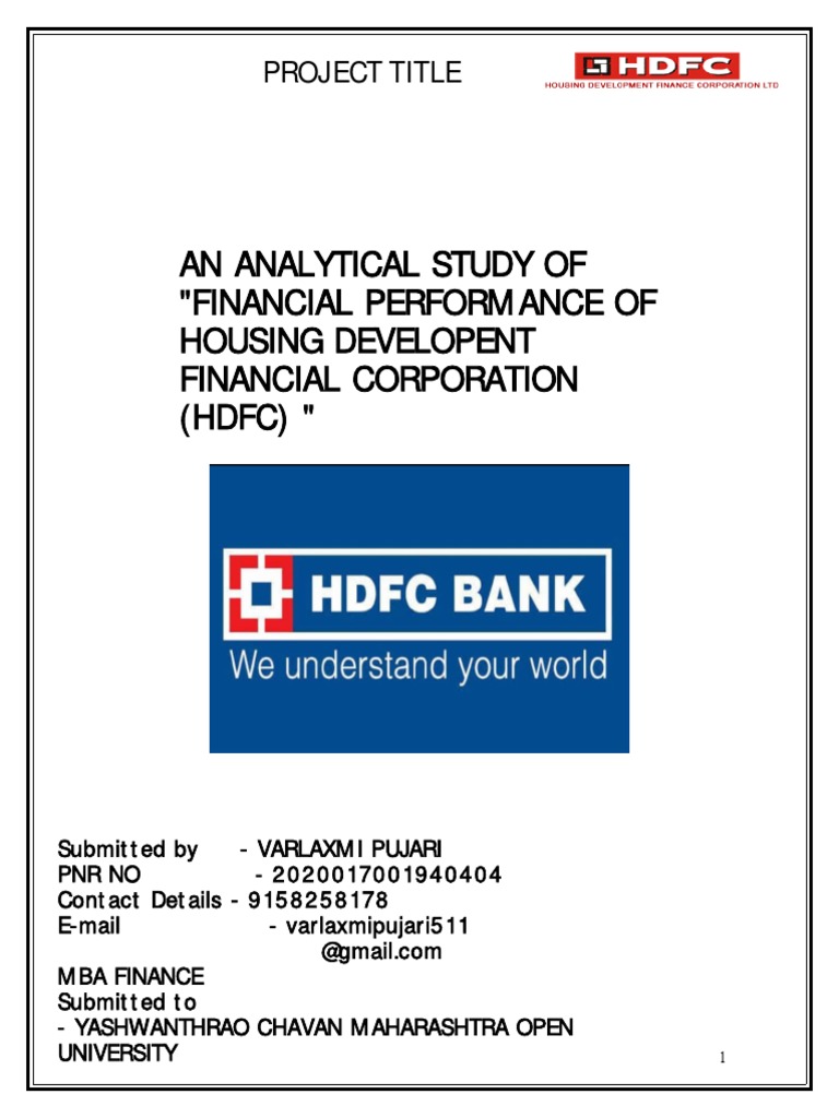 MBA Finance Project on HDFC | PDF | Mortgage Loan | Sampling (Statistics)