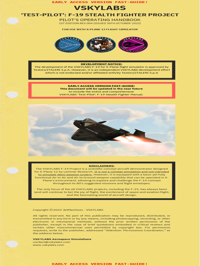 VSKYLABS F-19 Pilot Operating Handbook | PDF | Fighter Aircraft | Aircraft