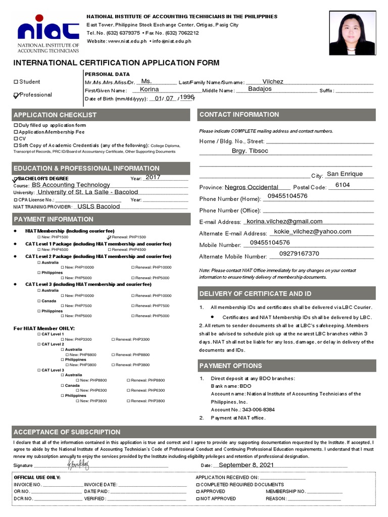 NIAT Application Form | PDF | Courier | Service Industries