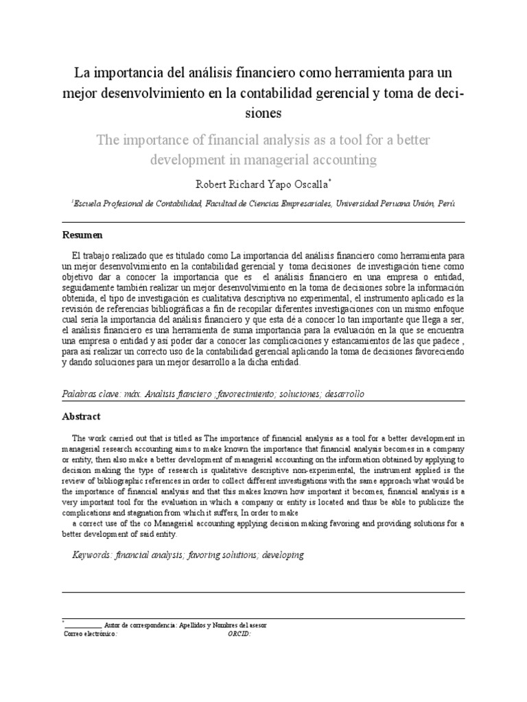 Articulo El Anallisis Financiero - Yapo Oscalla | Descargar gratis PDF | Contabilidad | Business