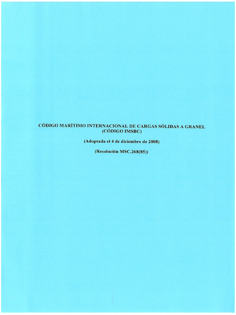 Código IMSBC: Normas de Carga a Granel | PDF | Tratado | Naturaleza