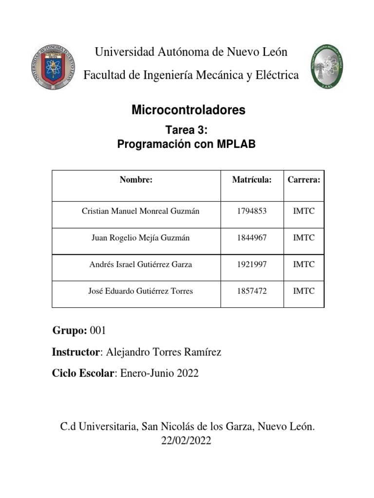Programación con MPLAB Tarea 3 Microcontroladores PIC16F84A | PDF Programación con MPLAB Tarea 3 Microcontroladores PIC16F84A | PDF