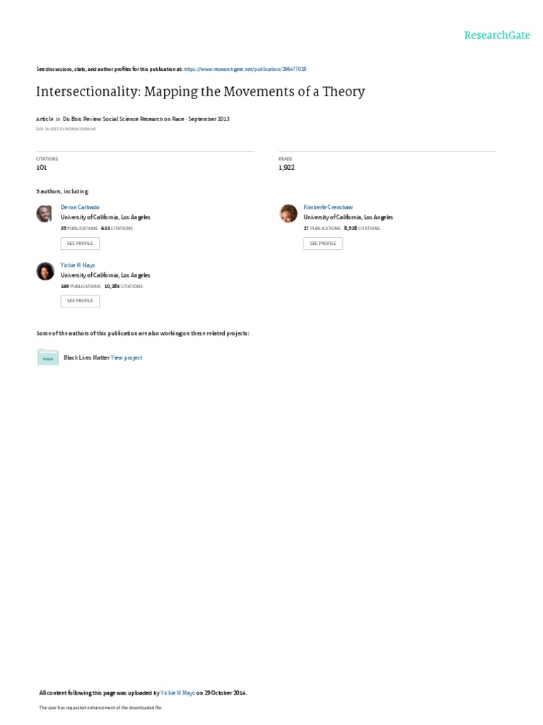 Du Bois Review Mapping The Movement of Intersectionality | PDF | Intersectionality | Feminism