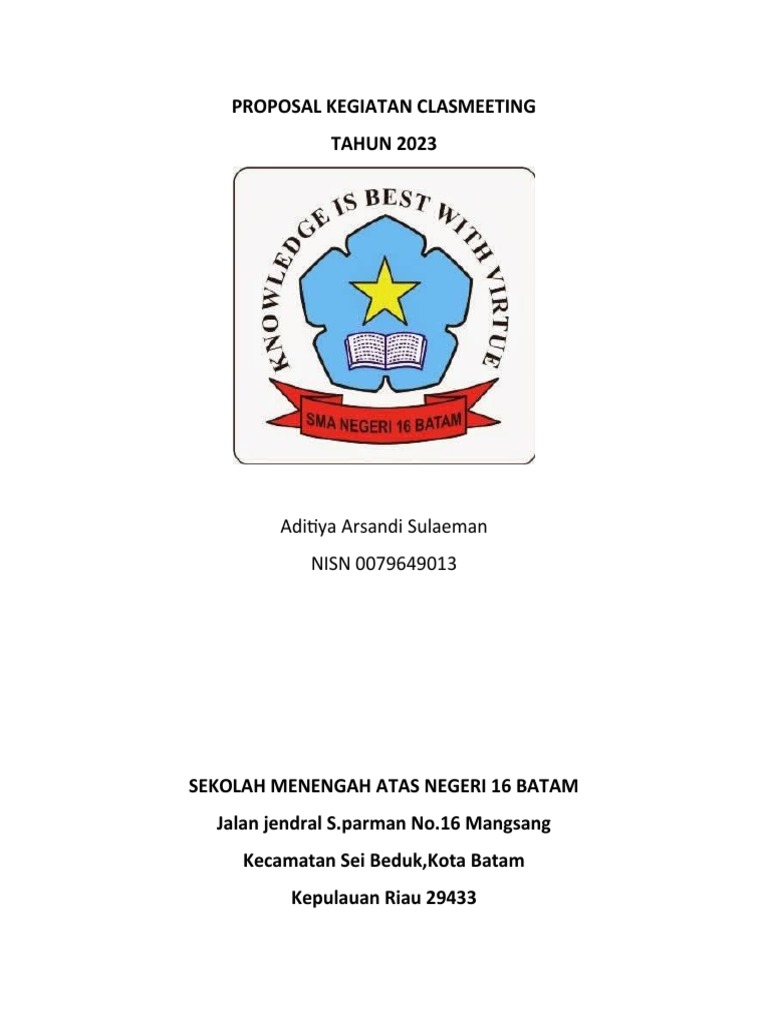 Proposal Kegiatan Clasmeeting Adit | PDF