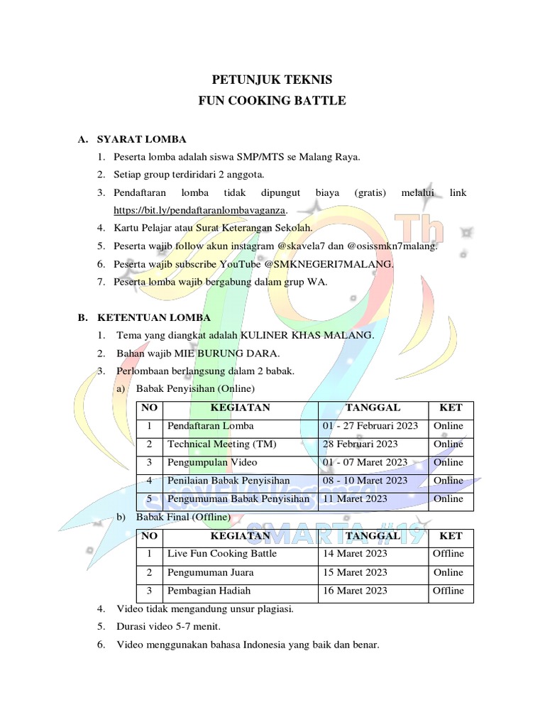 4) JUKNIS Fun Cooking Battle (FINAL) | PDF