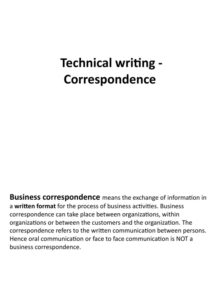 Technical Writing - Correspondence | PDF | Communication | Documentation