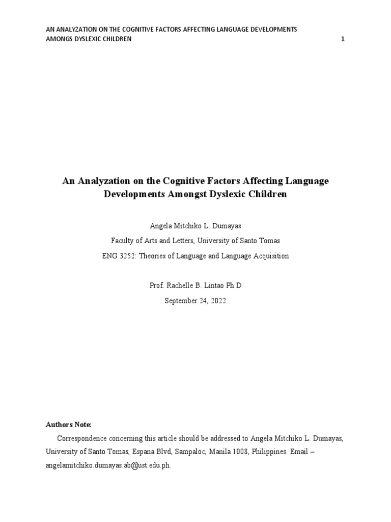 Capstone Draft | Download Free PDF | Dyslexia | Learning Disability