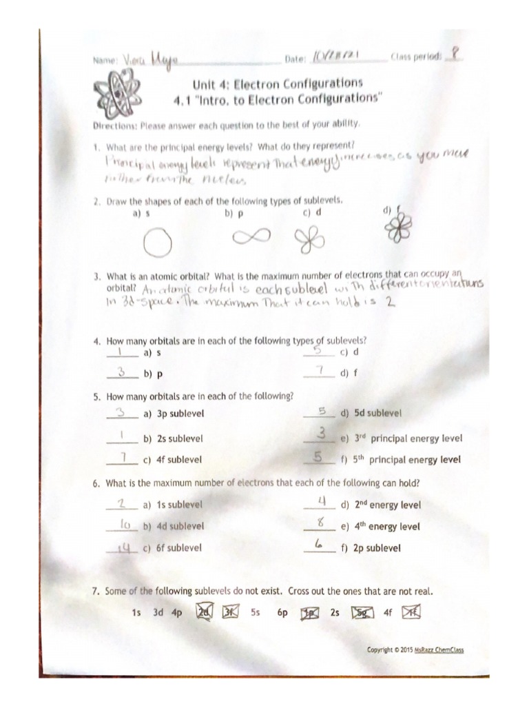 Unit 4 Electron Configurations Pdf