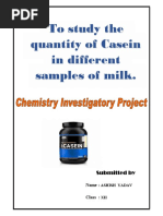 Study of Quantity of Casein Present in Different Samples of Milk (Chemistry Investigatory ...