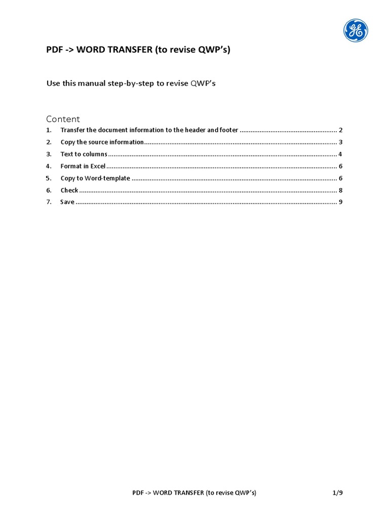 01 QWP Template - Step by Step Transfer | PDF | Microsoft Word ...