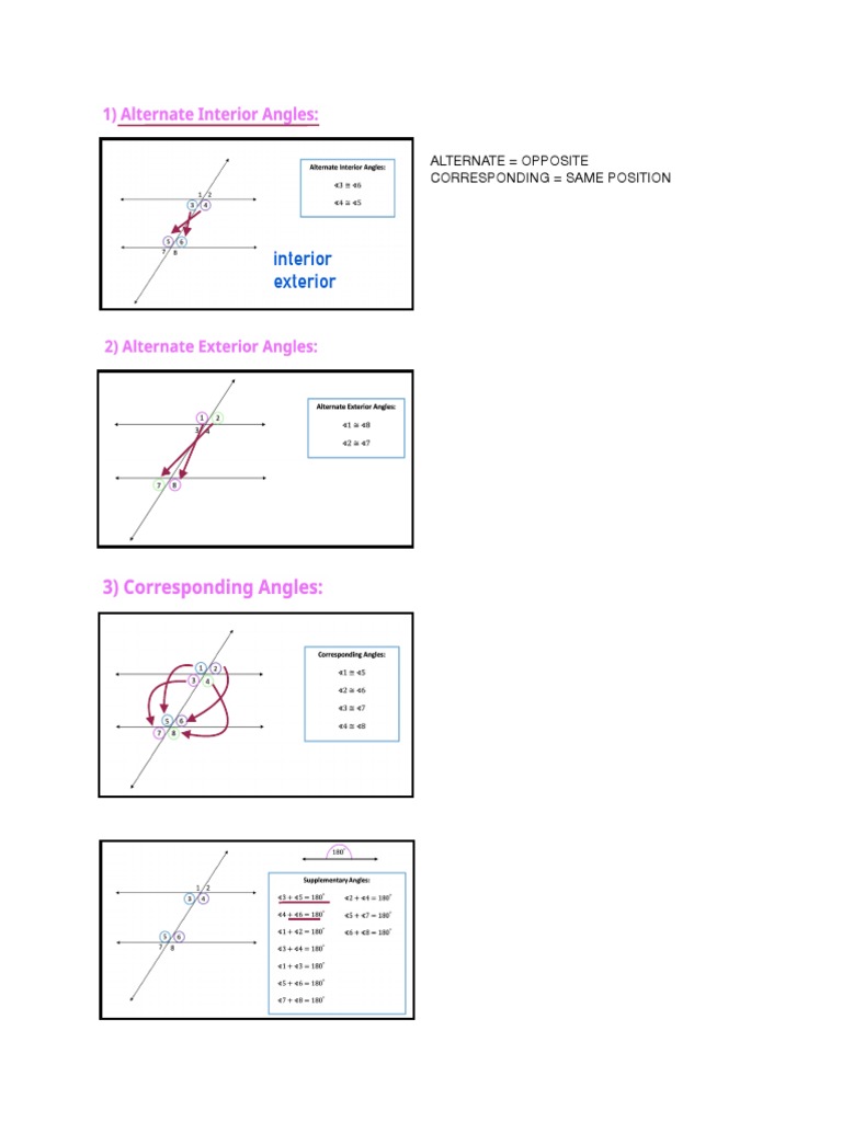 Transversal Lines & Angles | PDF