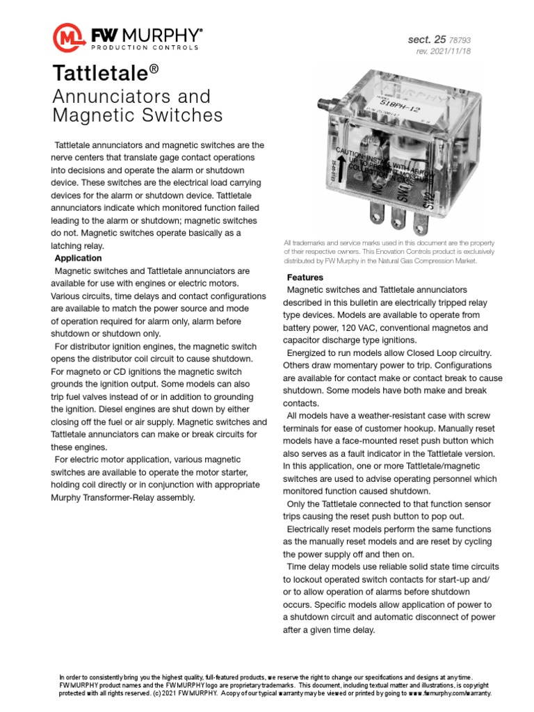 Murphy Controlador Magnetico | PDF | Ignition System | Switch