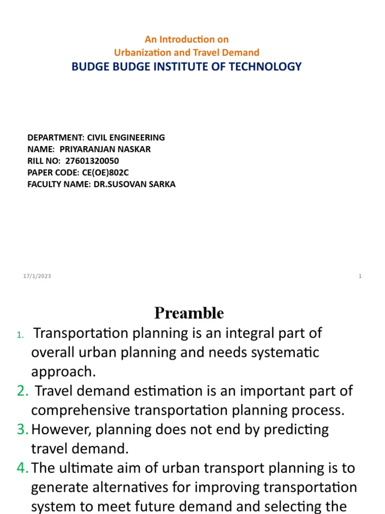Urbanization and Travel Demand Planning | PDF | Transport | Sustainability