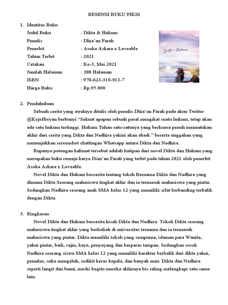 Resensi Novel Remaja Dikta & Hukum | PDF | Ilmu Sosial