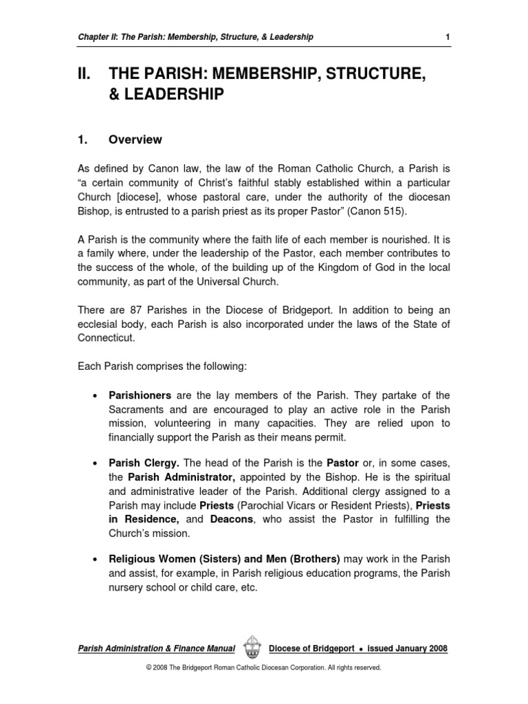 The Parish - Membership, Structure, Leadership | PDF | Laity | Diocese