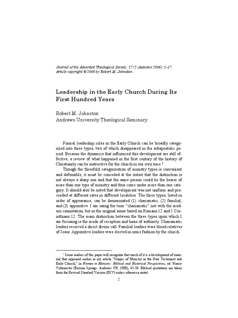 Leadership in The Early Church | PDF | Paul The Apostle | Acts Of The ...