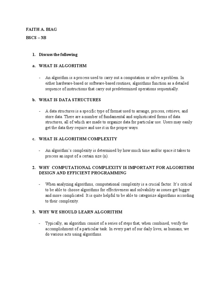 Al 101 Faith Biag | PDF | Algorithms | Complexity