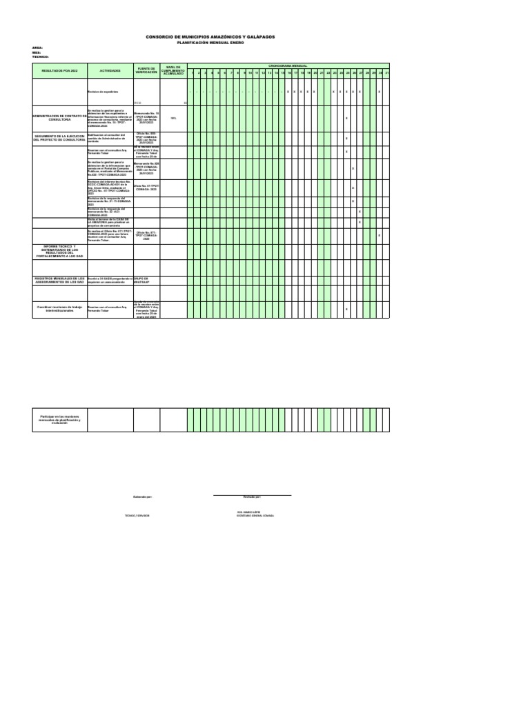 Planificacion Mensual de Actividades | PDF