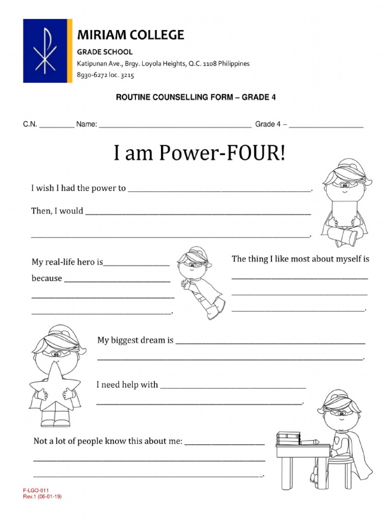 24 Ma. Cheska T. Sison - Grade 4 Routine Counseling Form SY 2022-2023 | PDF