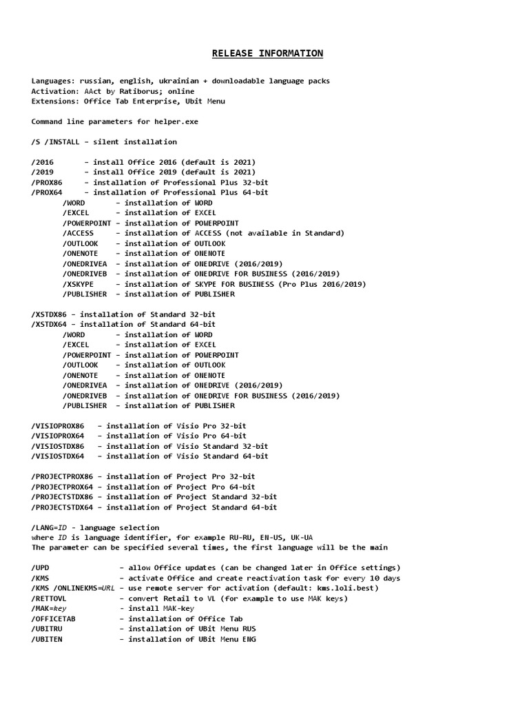 Office Installation Guide with Commands | PDF | Microsoft Excel | 64 ...