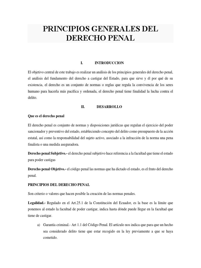 Principios Generales Del Derecho Penal Pdf Derecho Penal Justicia
