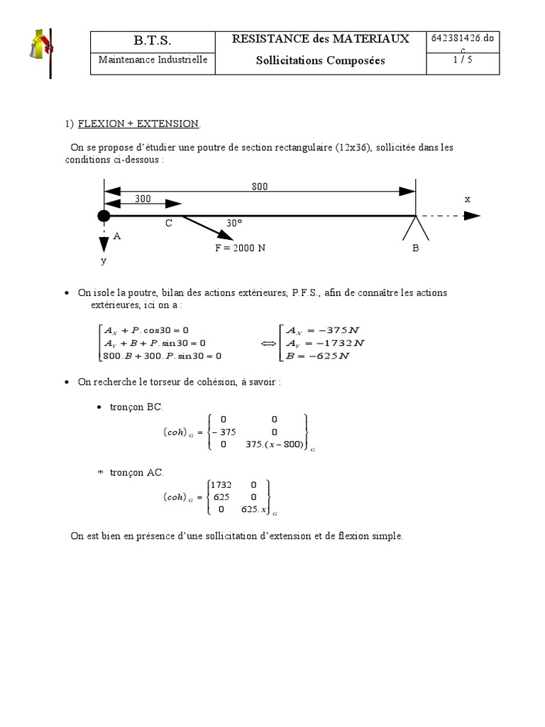 Sollicitations Composees | PDF | Résistance des matériaux | Flexion (matériau)