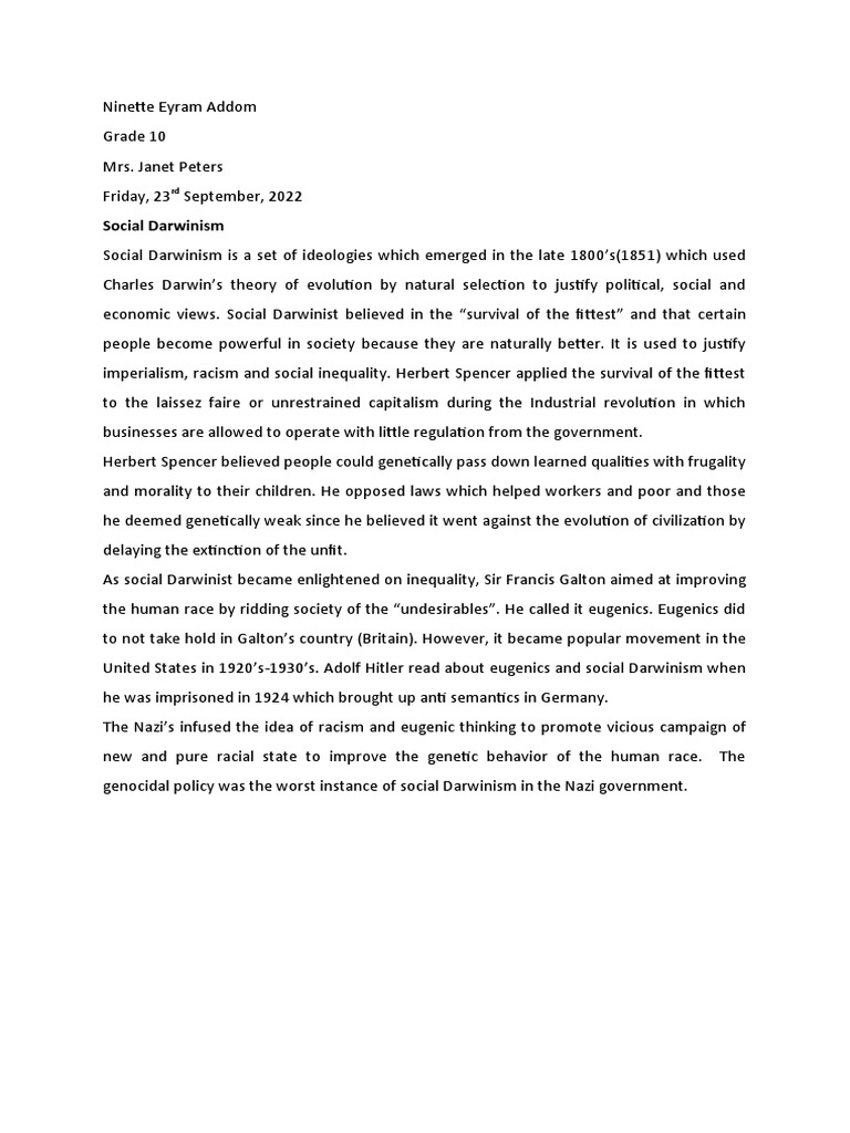 Social Darwinism | PDF