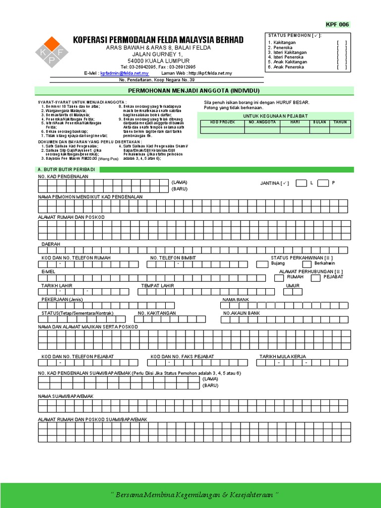 Borang Permohonan Anggota Baru 23.05.2016 | PDF