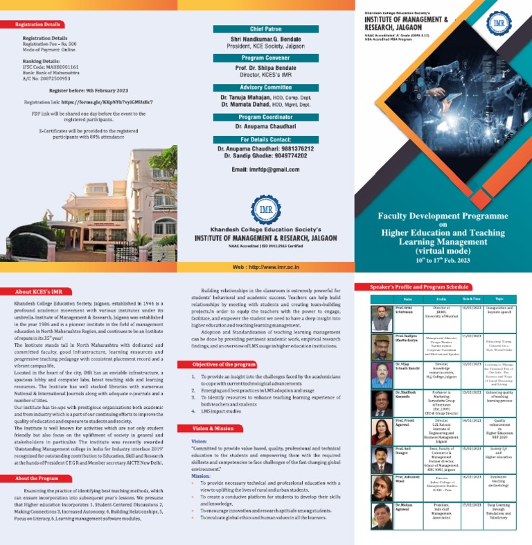 FDP Program Imr 2023 | PDF | Behavior Modification | Cognition