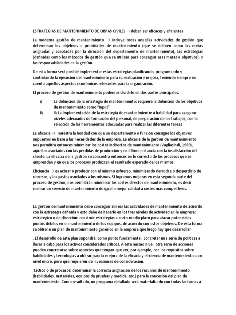 Estrategias de Mantenimiento de Obras Civiles | PDF | Business