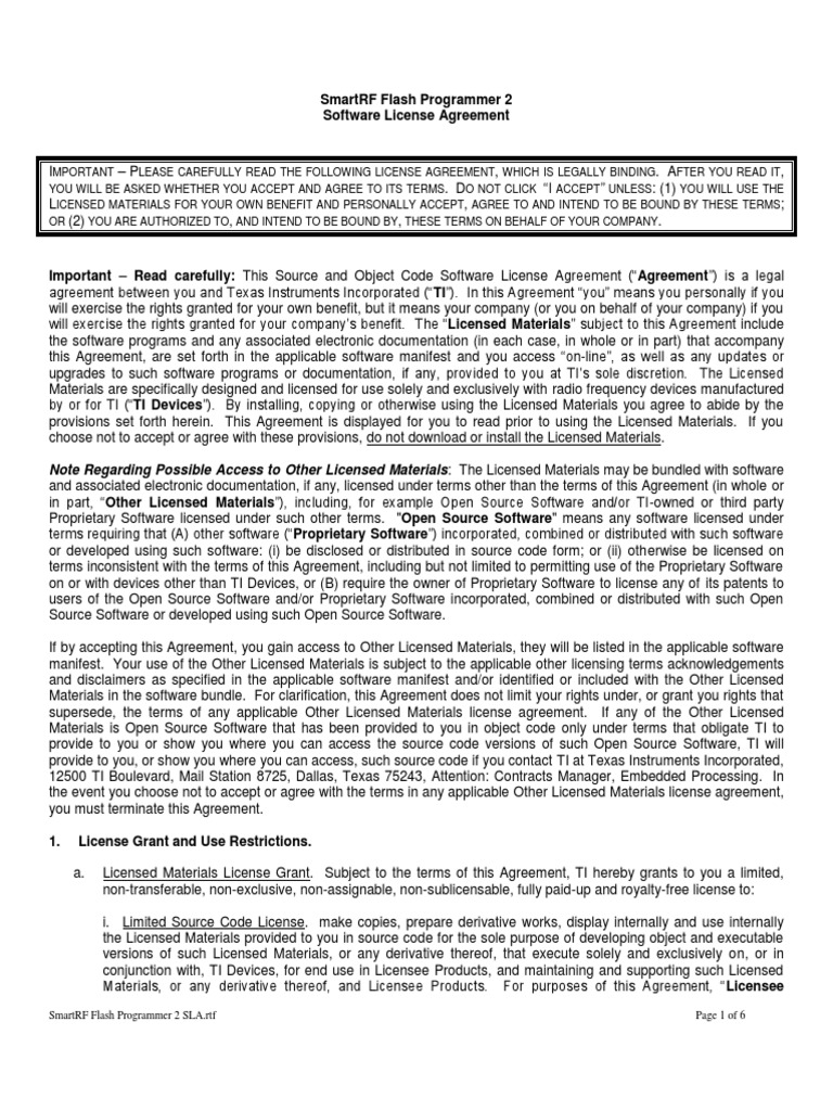 SmartRF Flash Programmer 2 SLA | PDF | License | Proprietary Software