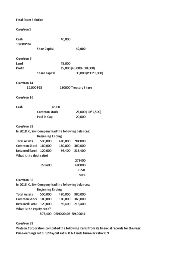 Final Exam Solution Corporation Accounting | PDF | Dividend | Corporations